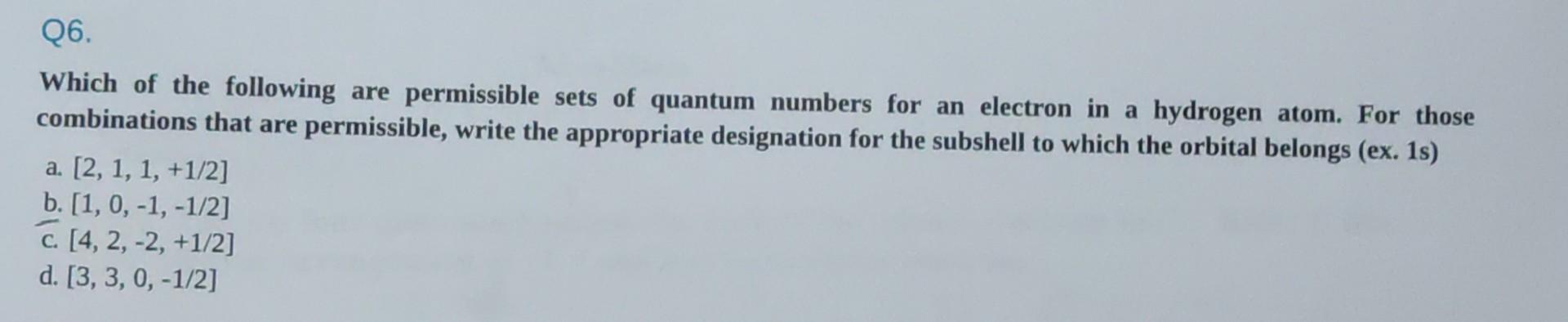 Solved Which of the following are permissible sets of | Chegg.com