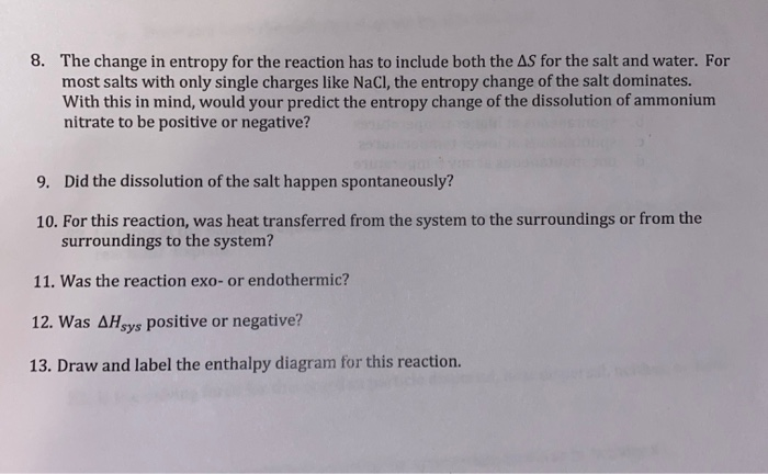 Solved Activity #1: Dissolution of ammonium nitrate in water | Chegg.com