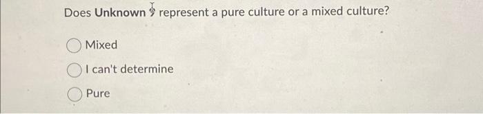 Solved Does Unknown represent a pure culture or a mixed | Chegg.com