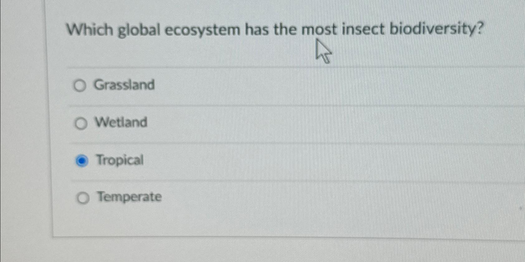 Solved Which global ecosystem has the most insect | Chegg.com
