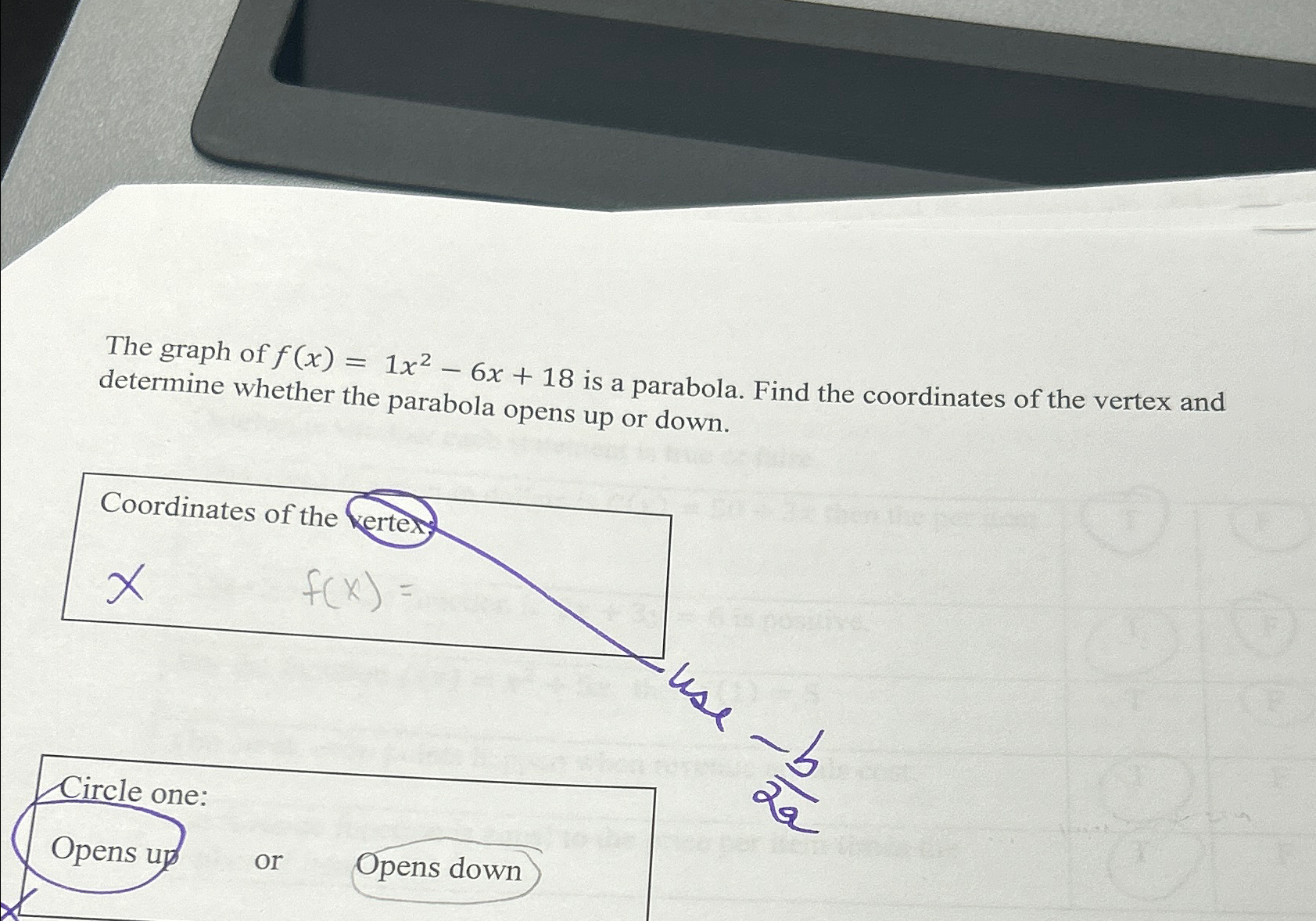 Solved The graph of f(x)=1x2-6x+18 ﻿is a parabola. Find the | Chegg.com