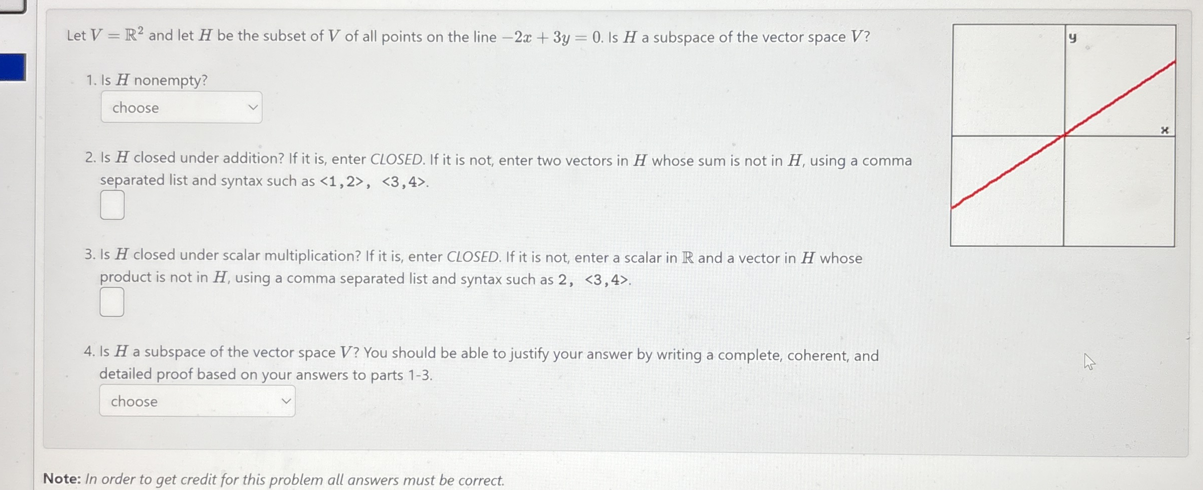 Solved Let V=R2 and let H be the subset of V of all | Chegg.com Solved Let V=R2 and let H be the subset of V of all | Chegg.com