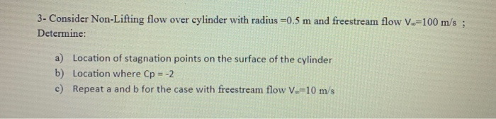 Solved 3- Consider Non-Lifting flow over cylinder with | Chegg.com
