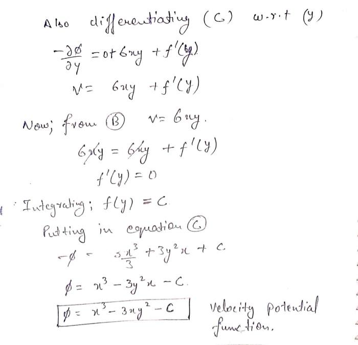 Solved Example: Consider the stream function Ψ=−(3x2y−y3) | Chegg.com
