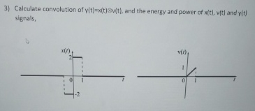Solved Calculate convolution of y(t)=x(t)@v(t), ﻿and the | Chegg.com