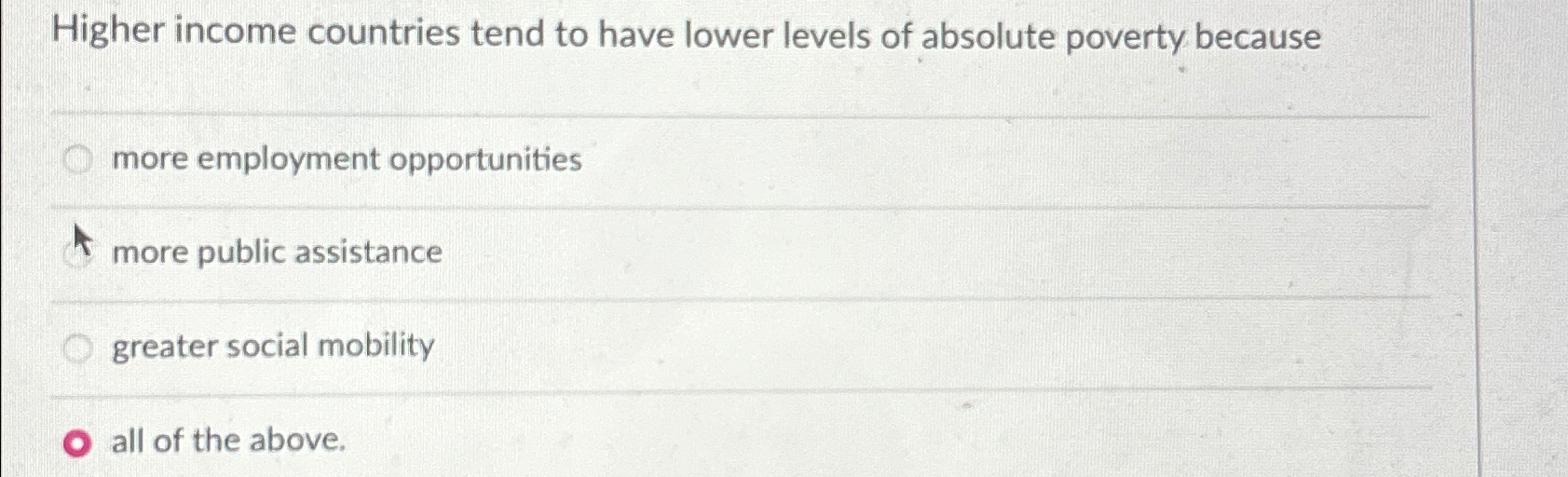 Solved Higher income countries tend to have lower levels of | Chegg.com