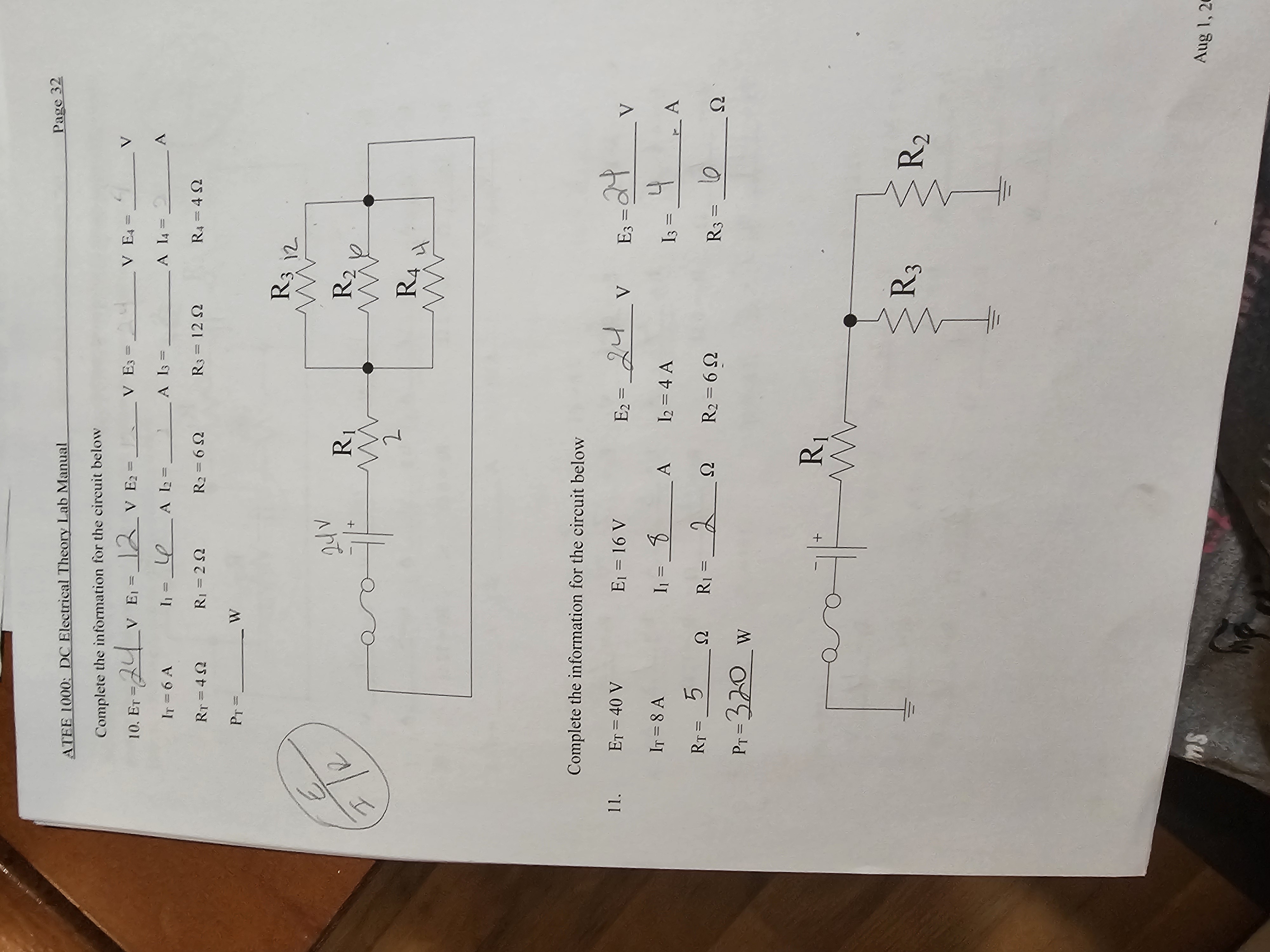 Solved helpComplete the information for the circuit below | Chegg.com