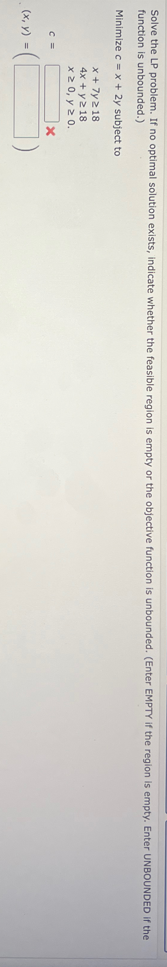 Solved Solve the LP problem. If no optimal solution exists, | Chegg.com