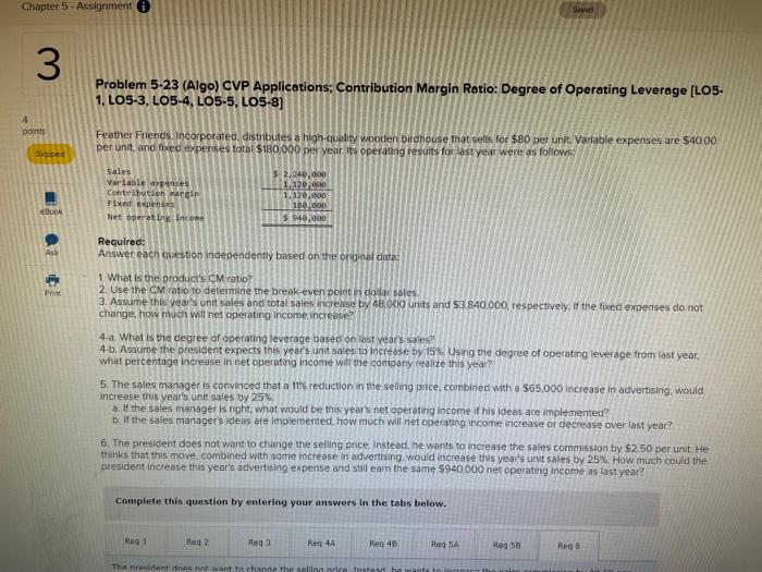 Solved Chapter 5- Assignment i Swed 3 Problem 5-23 (Algo) | Chegg.com