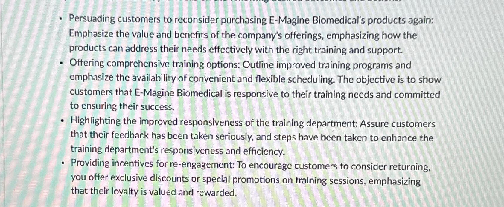 Solved Persuading customers to reconsider purchasing | Chegg.com