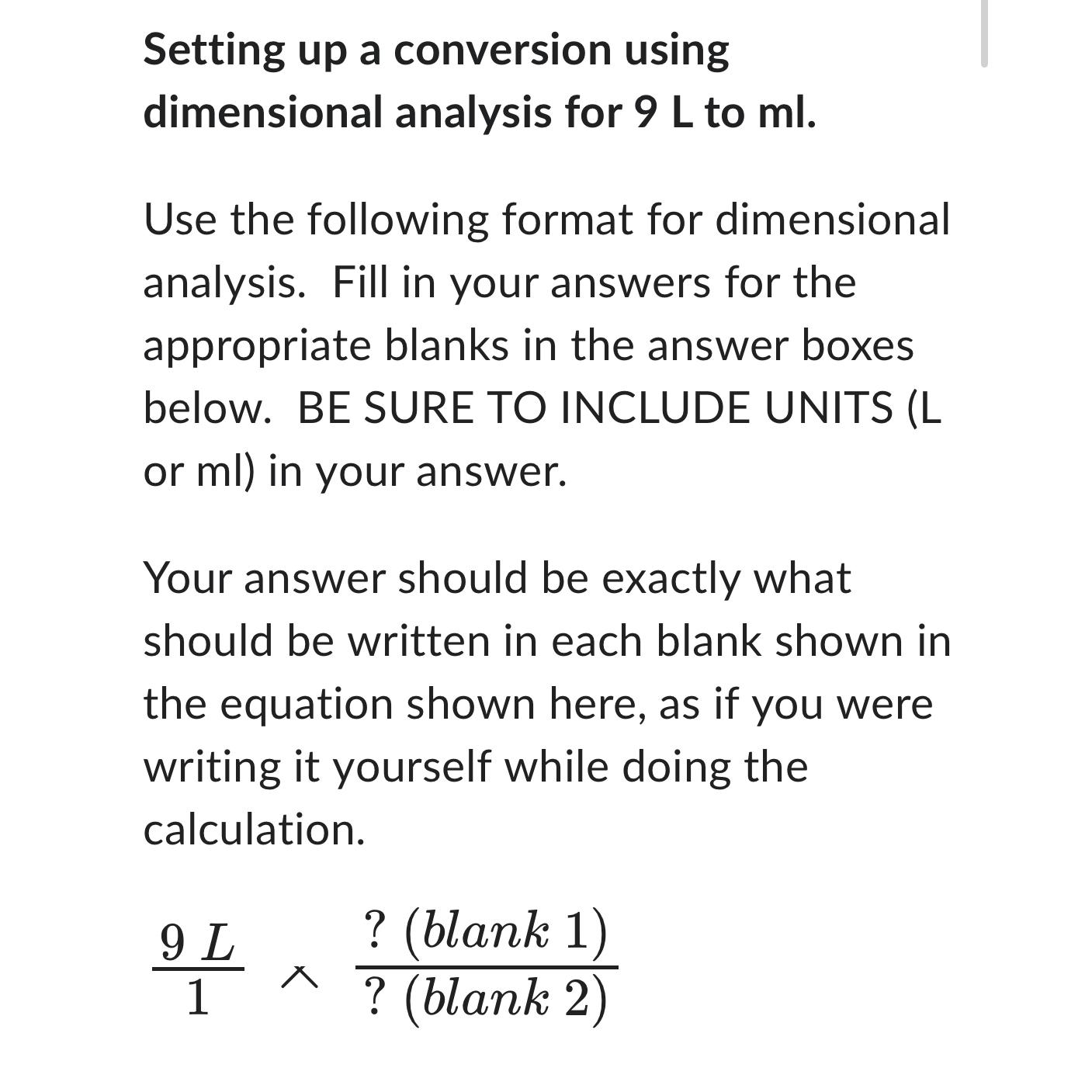 Solved Setting up a conversion using dimensional analysis | Chegg.com