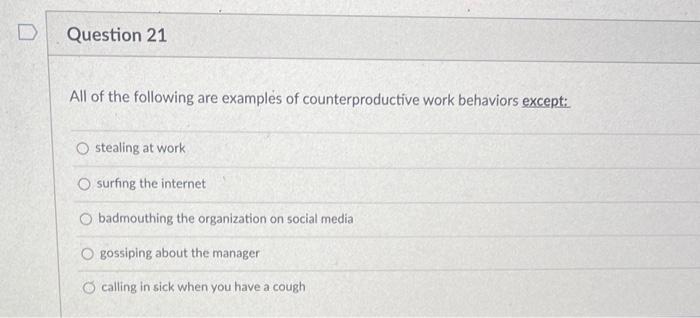 Solved D Question 21 All of the following are examples of | Chegg.com