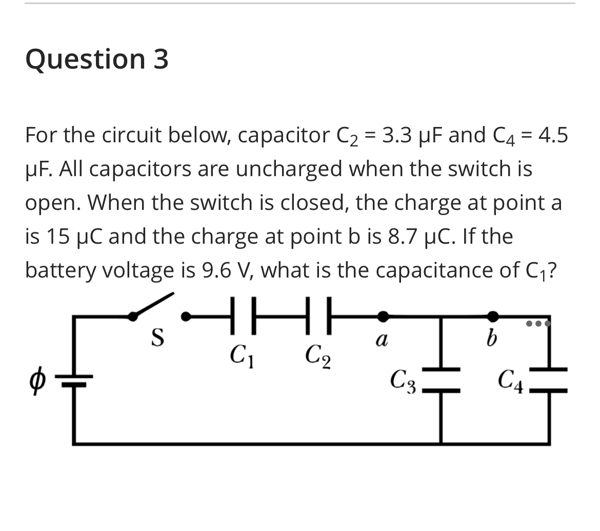 Solved Question 3For the circuit below, capacitor C2=3.3μF | Chegg.com
