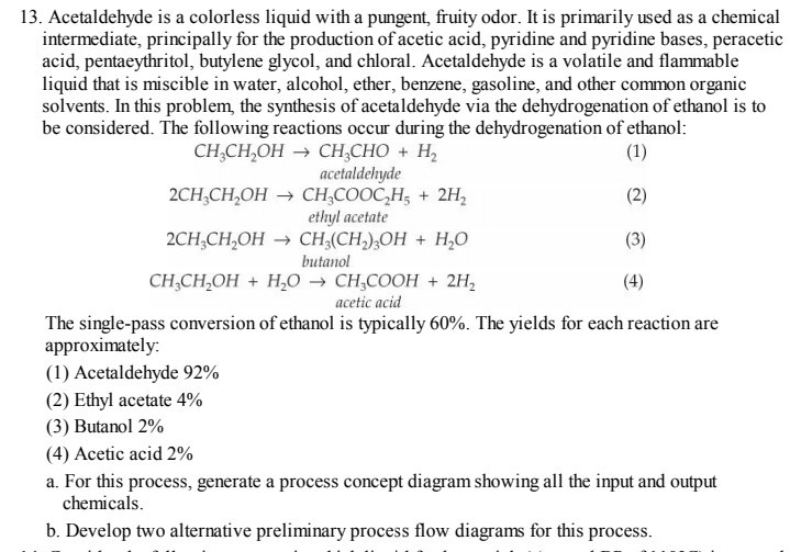 Solved 13. Acetaldehyde is a colorless liquid with a | Chegg.com