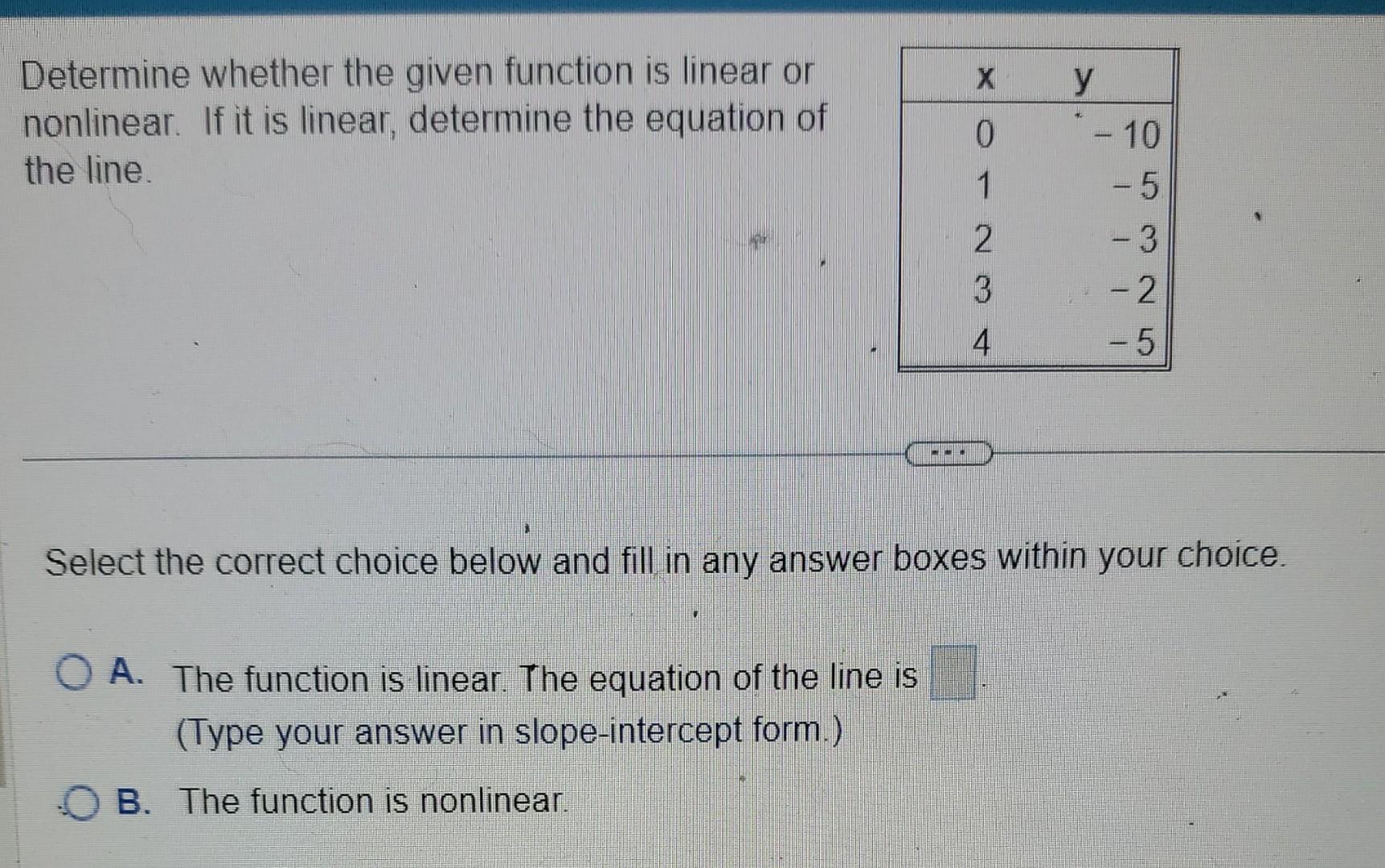 Solved Determine whether the given function is linear or | Chegg.com