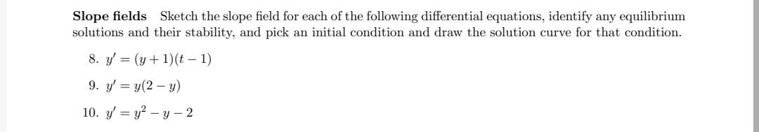 Solved Slope fields Sketch the slope field for each of the | Chegg.com