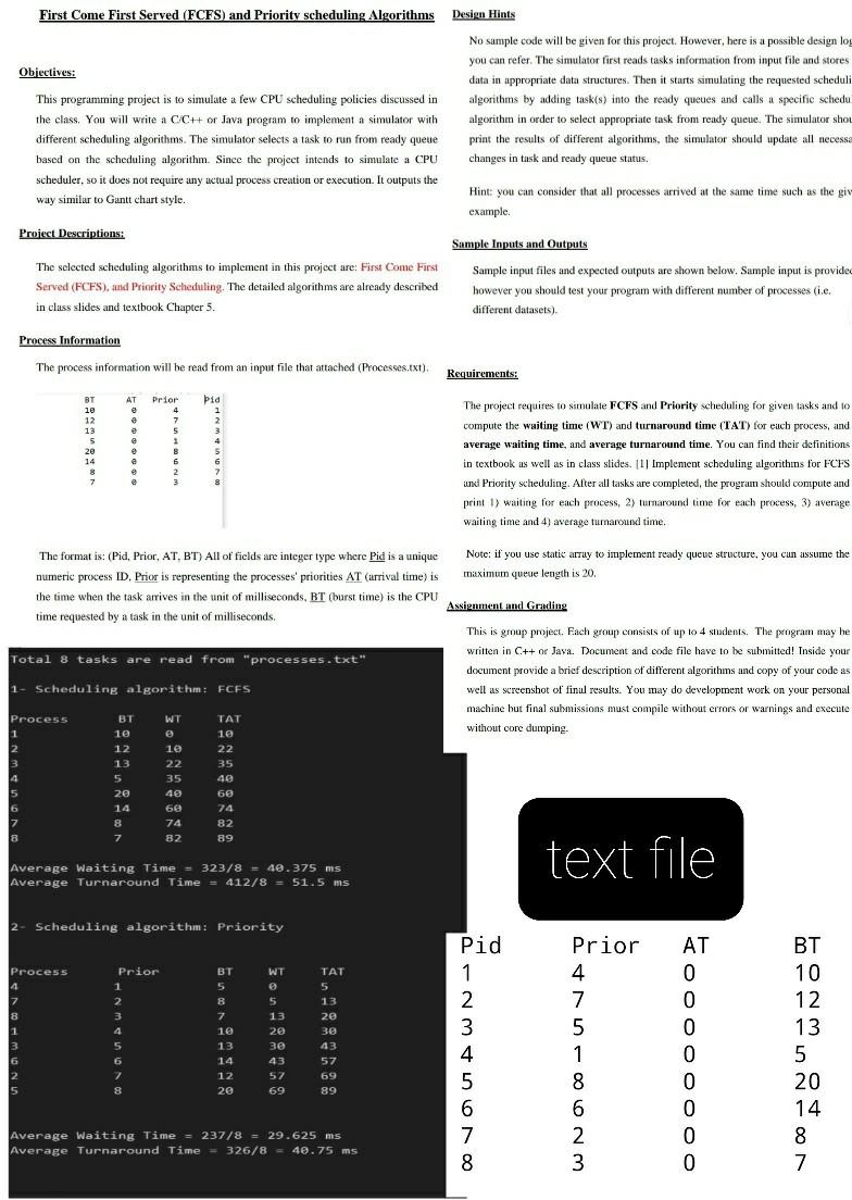 Solved First Come First Served (FCFS) and Priority | Chegg.com