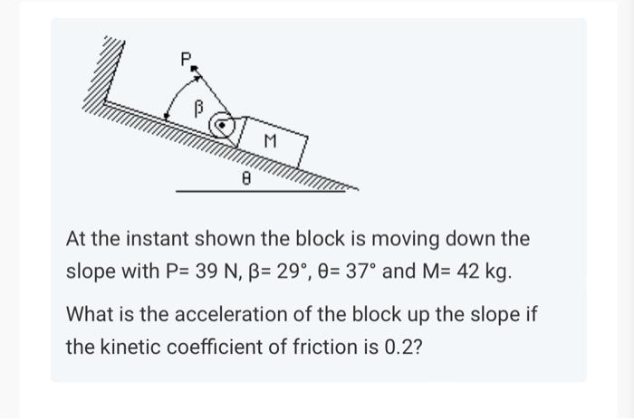 Solved 3 8 M At the instant shown the block is moving down | Chegg.com