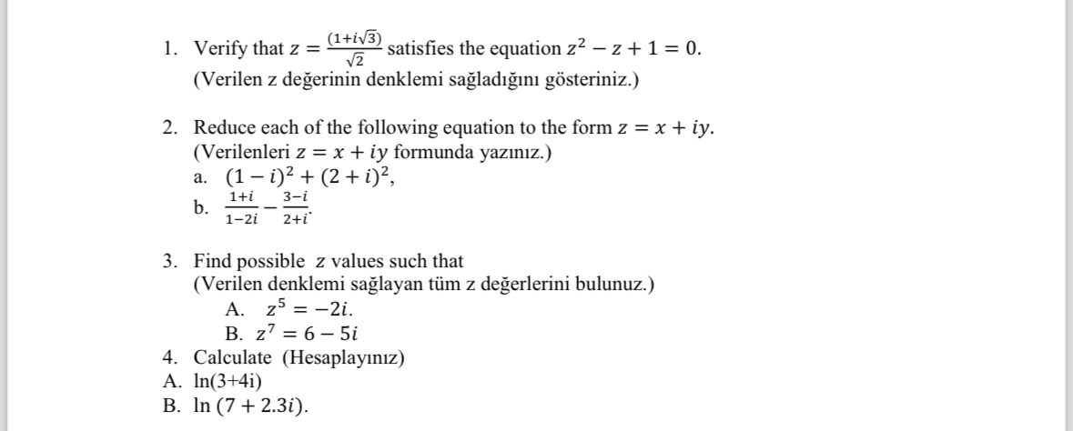 Verify that z=(1+i32)22 ﻿satisfies the equation | Chegg.com