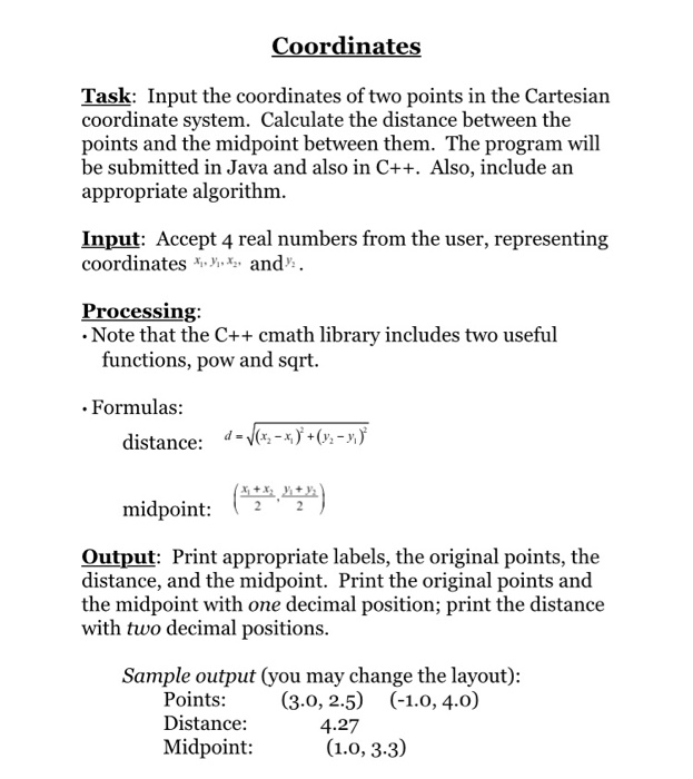 Solved Coordinates Task: Input the coordinates of two points | Chegg.com