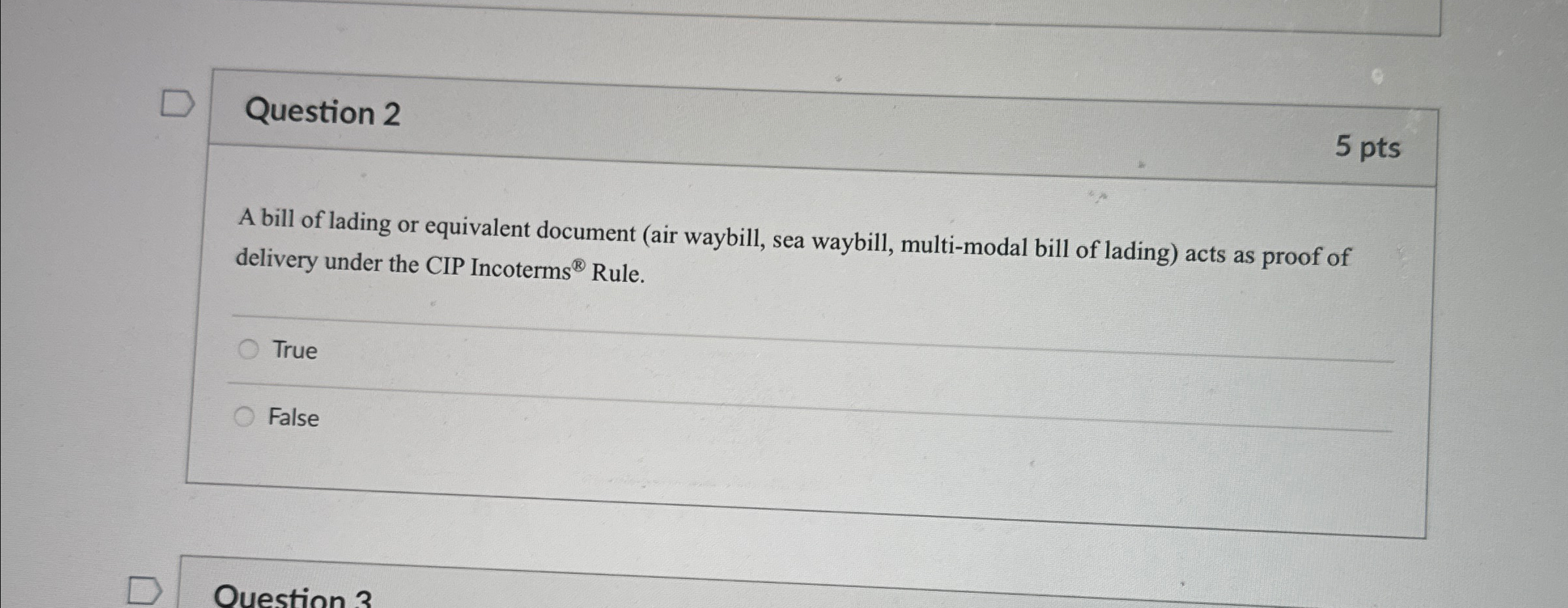 Solved Question 25 ﻿ptsA bill of lading or equivalent | Chegg.com