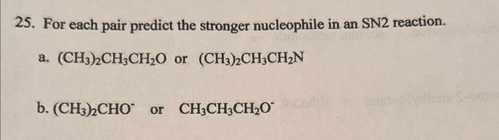 Solved For each pair predict the stronger nucleophile in an | Chegg.com