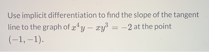 Solved Use implicit differentiation to find the slope of the | Chegg.com