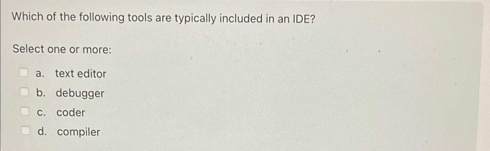 Solved Which of the following tools are typically included | Chegg.com