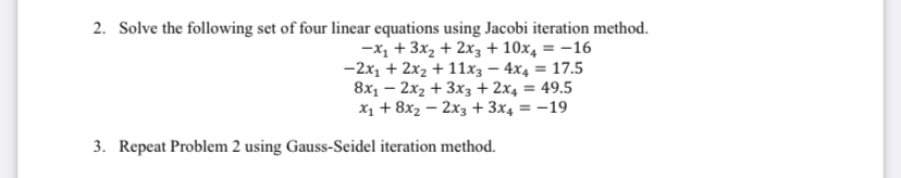 Solve the following set of four linear equations | Chegg.com