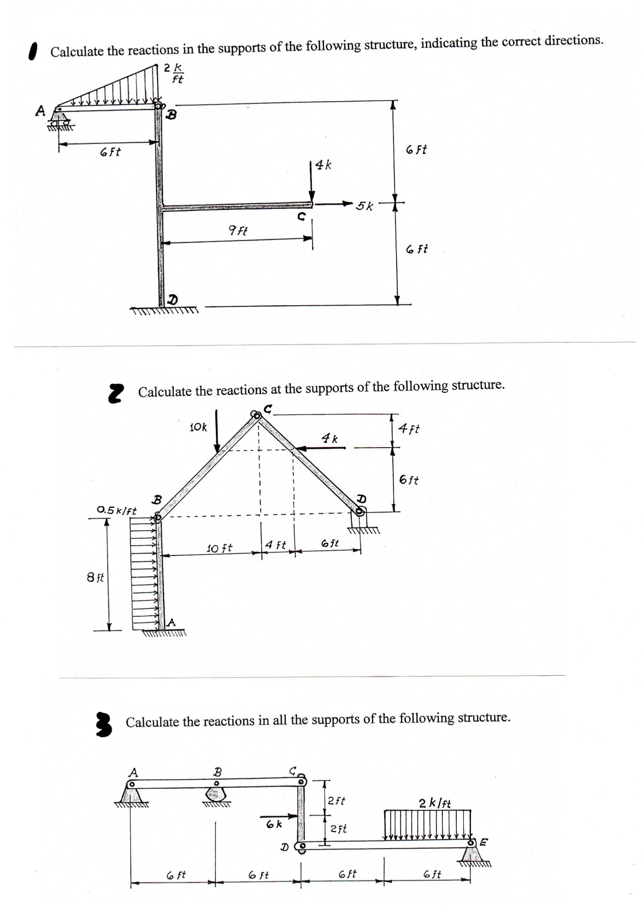 Solved Calculate the reactions in the supports of the | Chegg.com
