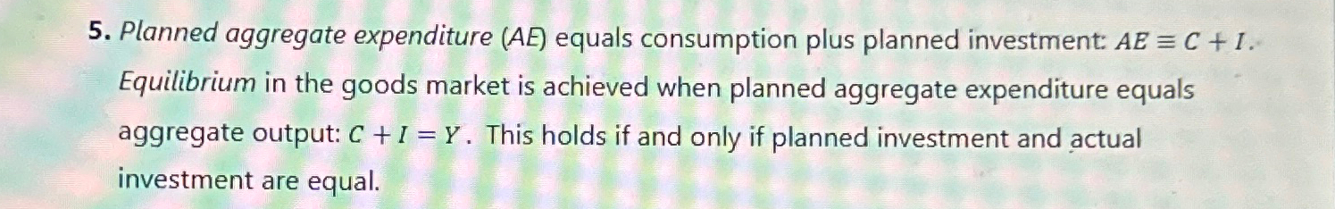 Solved Planned aggregate expenditure (AE) ﻿equals | Chegg.com
