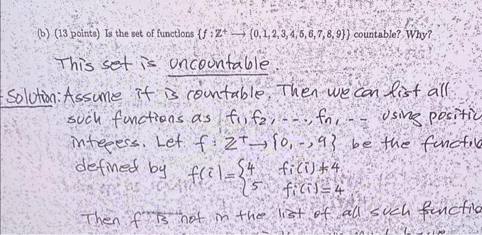 Solved (b) (13 points) Is the set of functions | Chegg.com