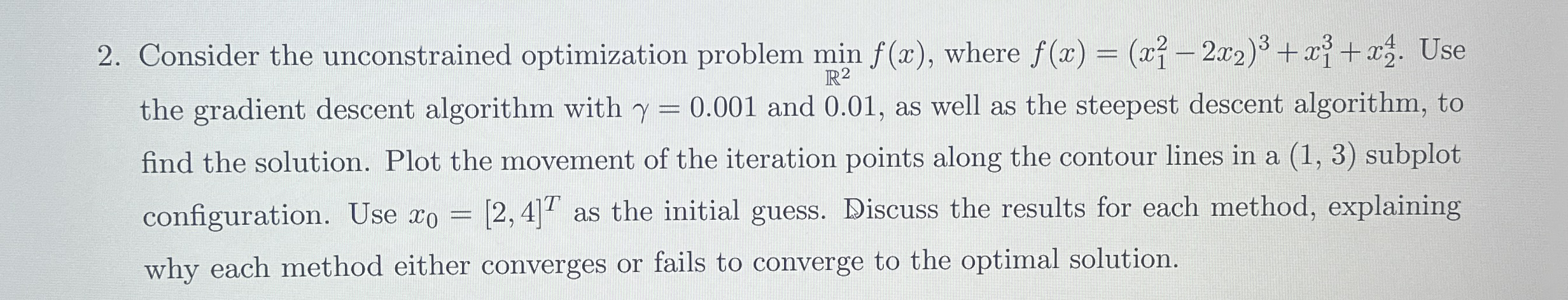 Solved Consider the unconstrained optimization problem | Chegg.com