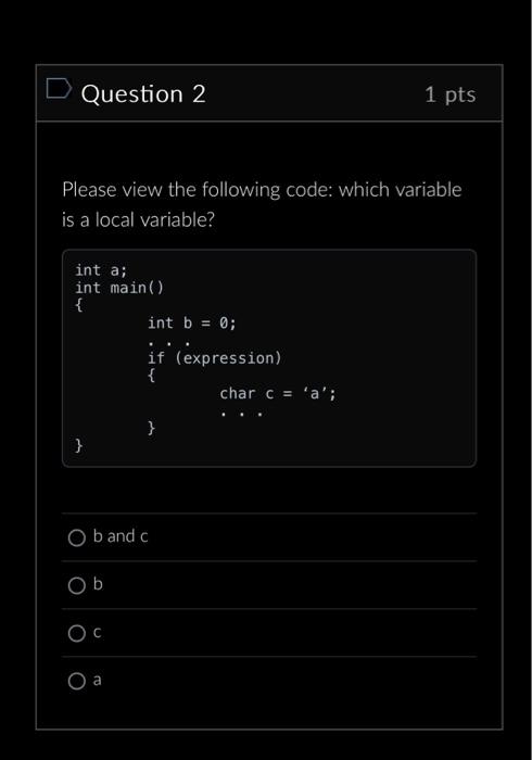 Solved Question 1 Please view the following code: which | Chegg.com