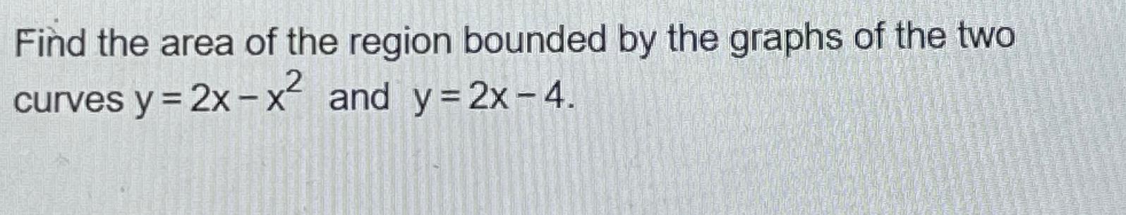 Solved Find the area of the region bounded by the graphs of | Chegg.com