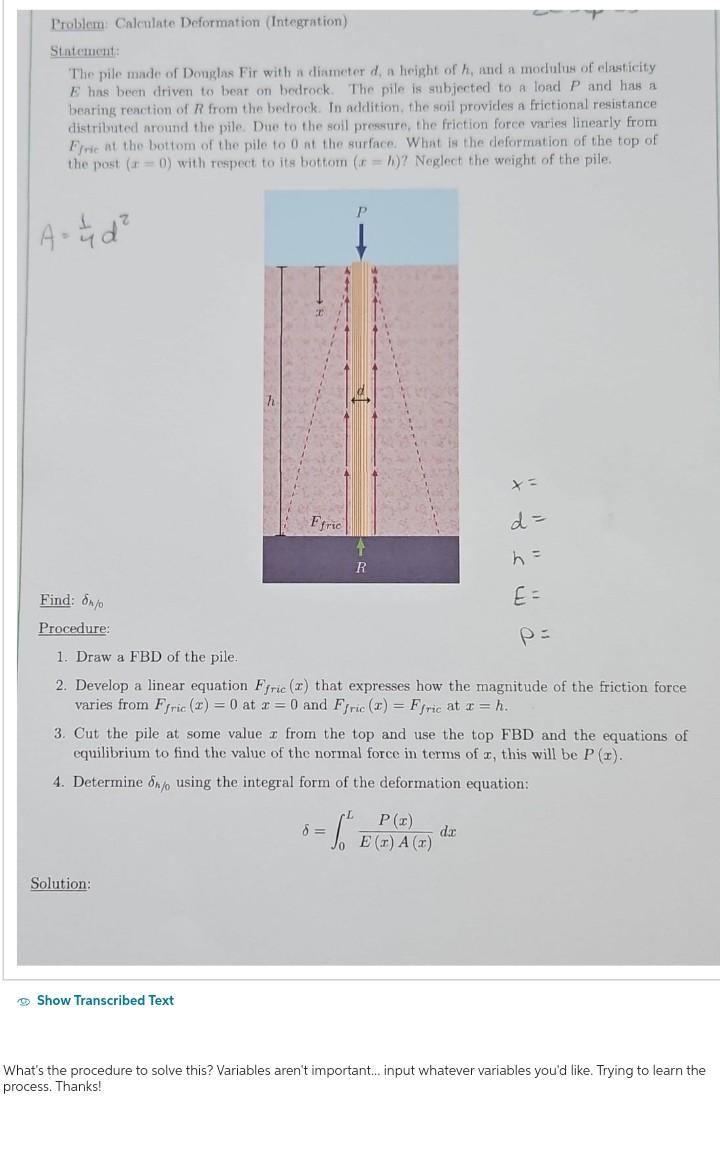 Solved Problem: Calculate Deformation (Integration) | Chegg.com