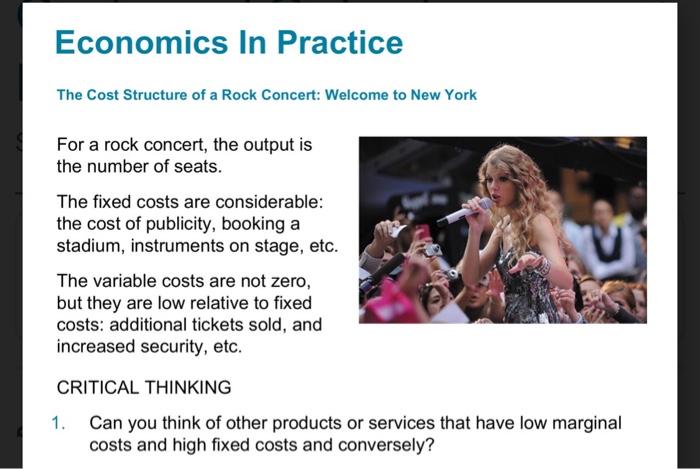 Solved The Cost Structure of a Rock Concert: Welcome to New | Chegg.com