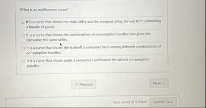 Solved What is an indifference curve?It is a curve that | Chegg.com