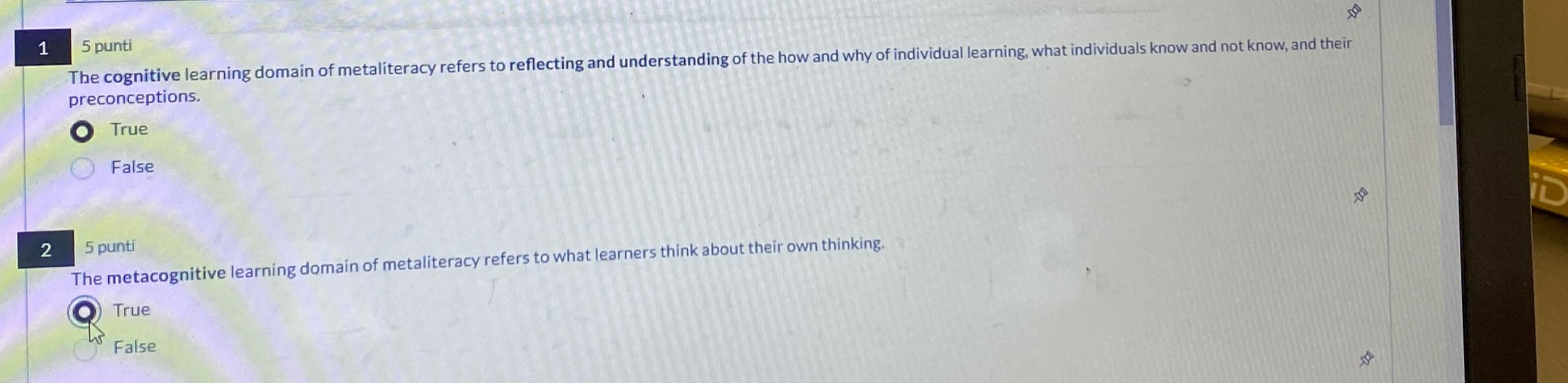 Solved 1 5 ﻿puntiThe cognitive learning domain of | Chegg.com