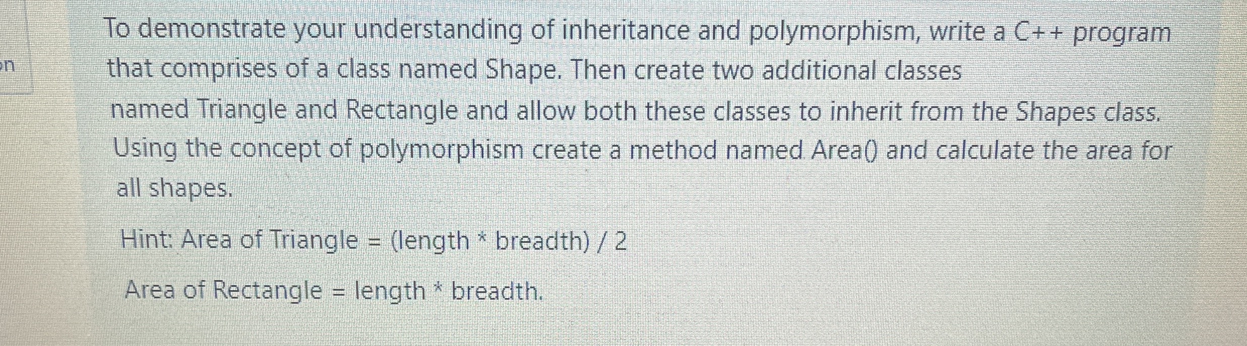 Solved To demonstrate your understanding of inheritance and | Chegg.com