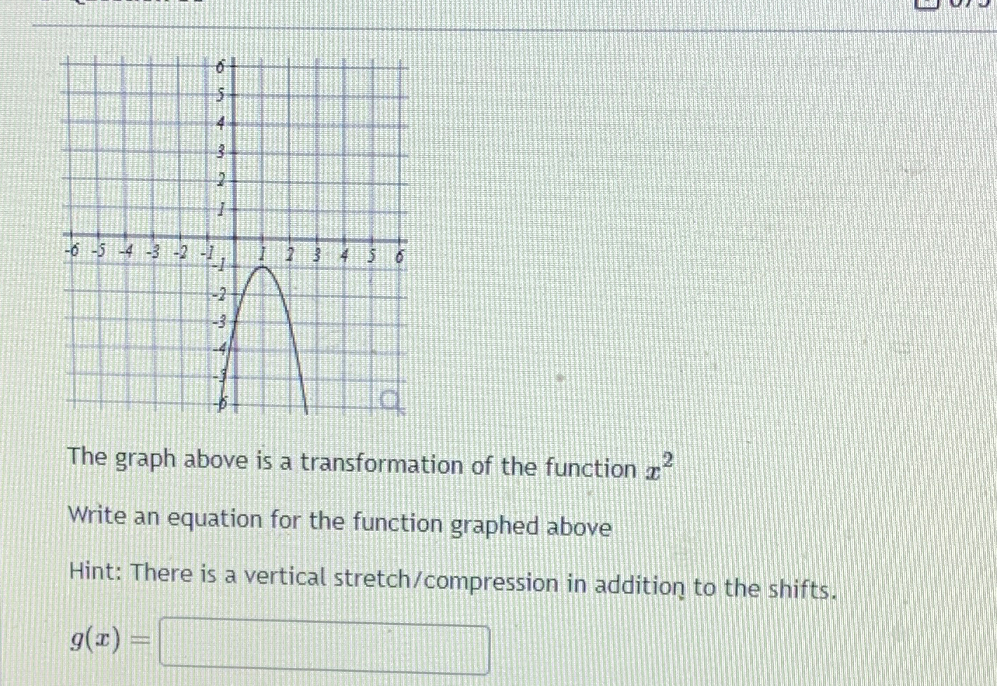 Solved The graph above is a transformation of the function | Chegg.com