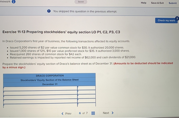 Solved mework Saved Help Save & Exit Submit You skipped this | Chegg.com