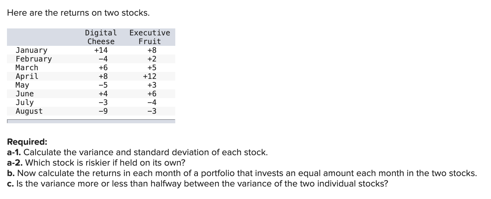Solved Required:a-1. ﻿Calculate the variance and standard | Chegg.com