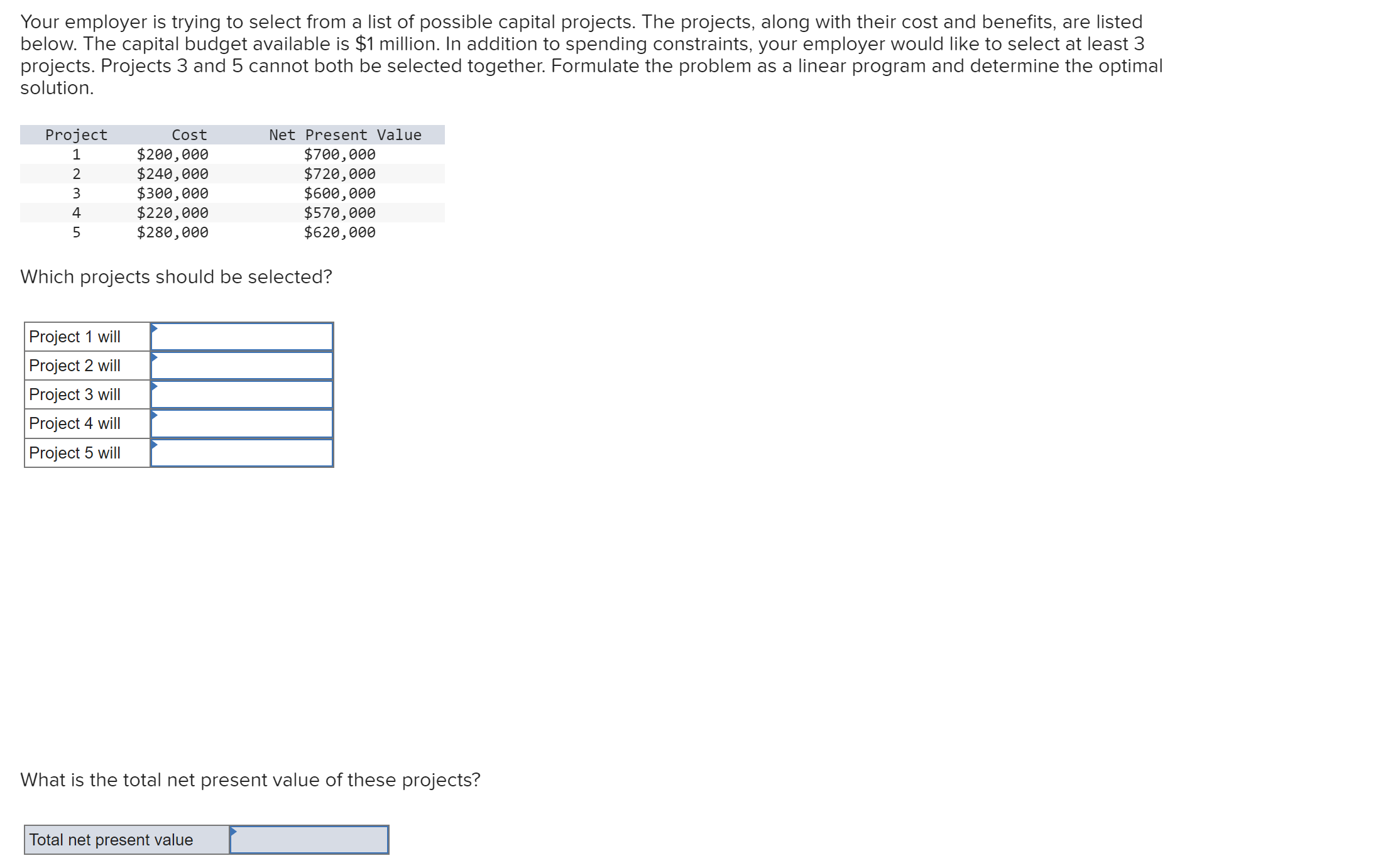 Solved Your employer is trying to select from a list of | Chegg.com