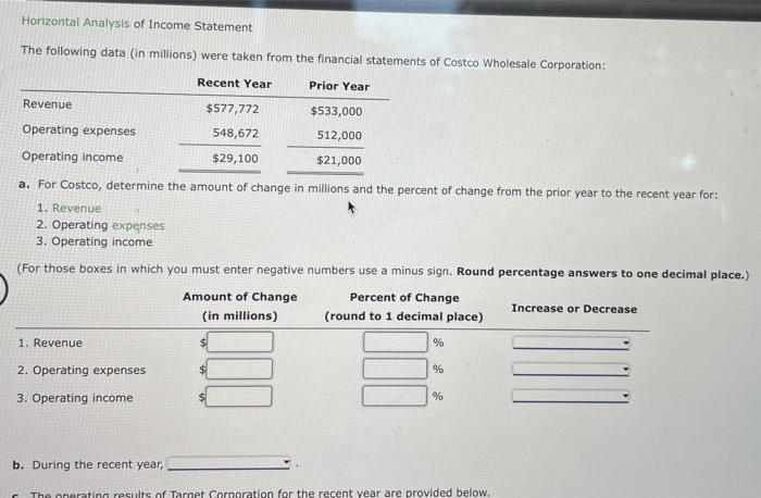 Solved Horizontal Analysis of Income Statement The following | Chegg.com