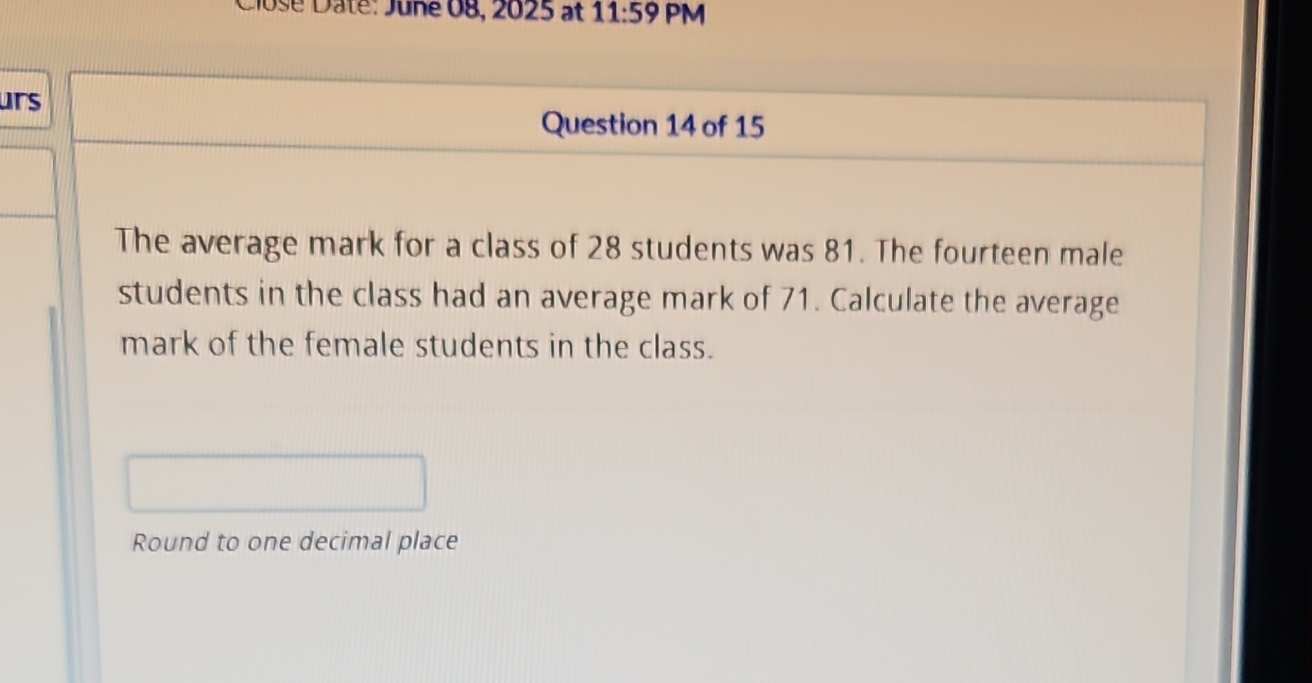 Solved June 08, 2025 ﻿at 11:59 ﻿PMQuestion 14 ﻿of 15The | Chegg.com