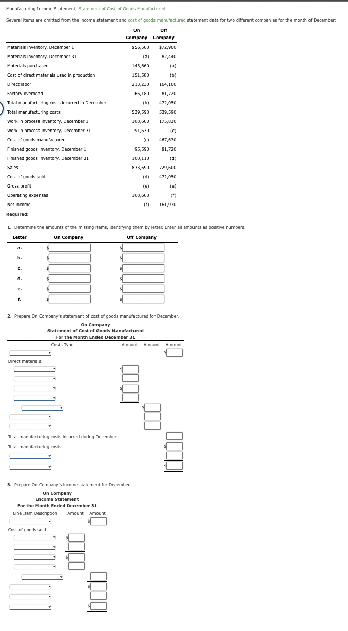 Required:Determine the amounts of the missing items, | Chegg.com