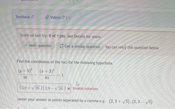 Solved Score on last try: 0 of 1 pts. See Details for more. | Chegg.com