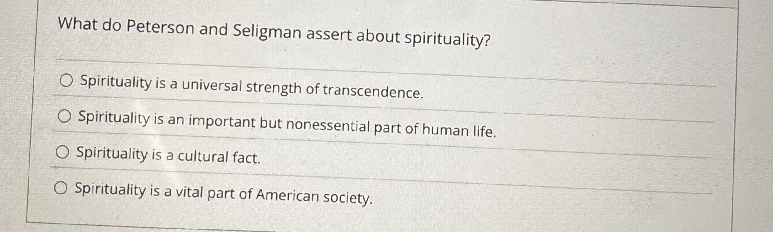 Solved What do Peterson and Seligman assert about | Chegg.com