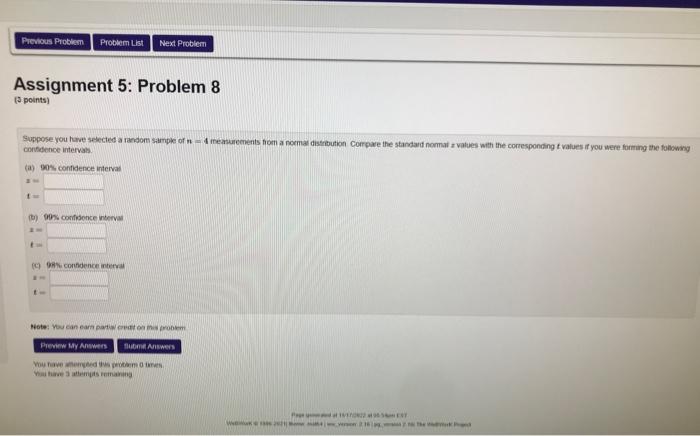 Assignment 5: Problem 8 (2 points) (a) 90 s. | Chegg.com